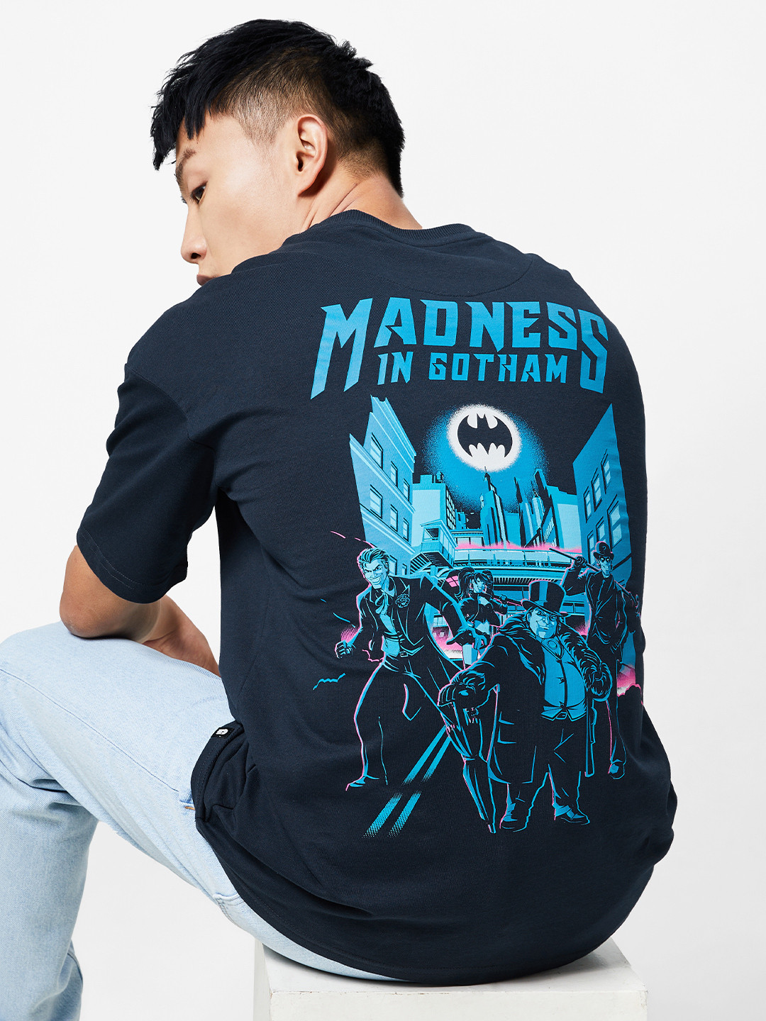 Buy The Souled Store Batman Printed Applique Oversized T Shirt ...