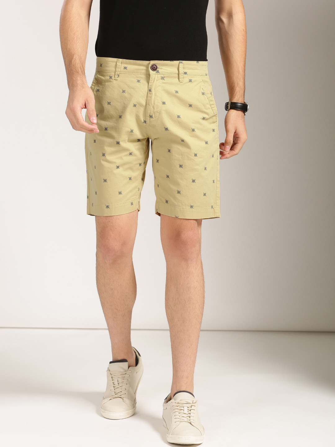 Buy Harvard Men Khaki Printed Regular Fit Chino Shorts - Shorts for Men ...
