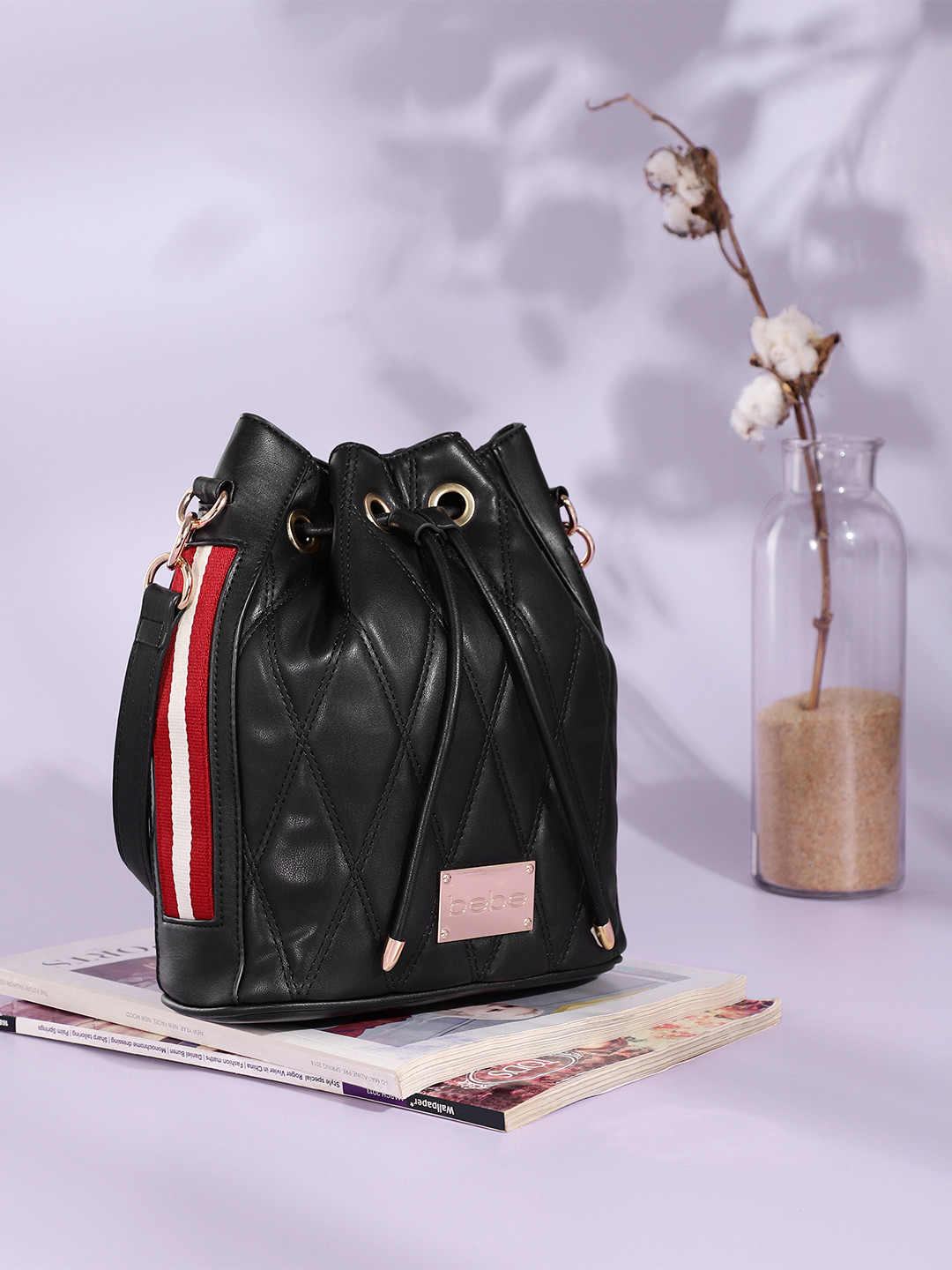 Buy Bebe Women Black Structured Shoulder Bag - Handbags for Women ...