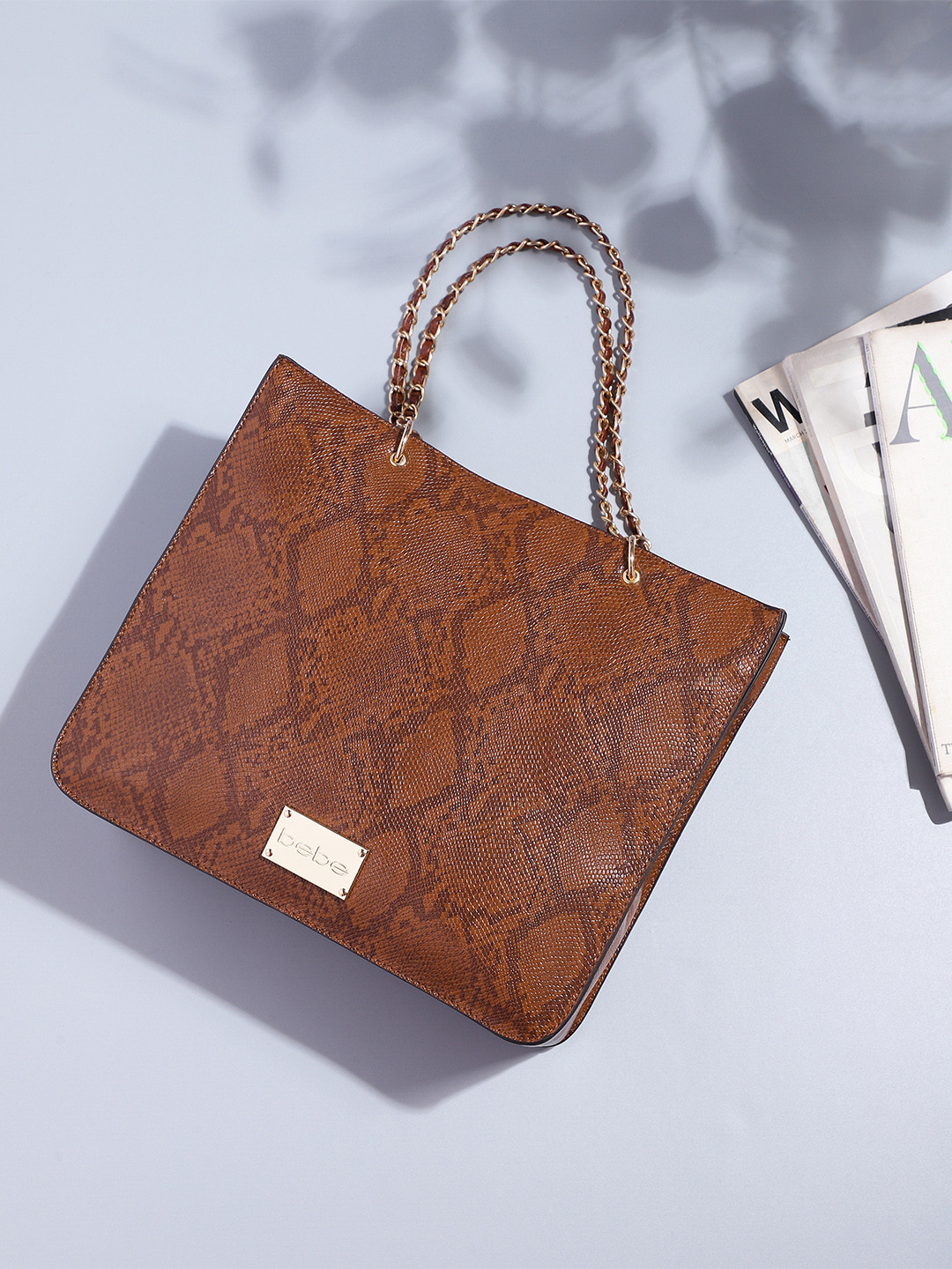 Buy Bebe Women Brown Animal Textured Structured Shoulder Bag - Handbags ...