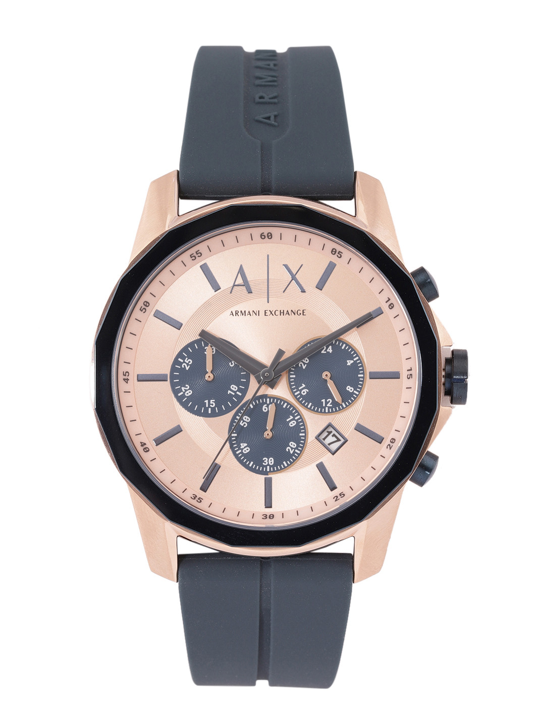 Buy Armani Exchange Men Rose Gold Toned Dial & Blue Straps Banks ...