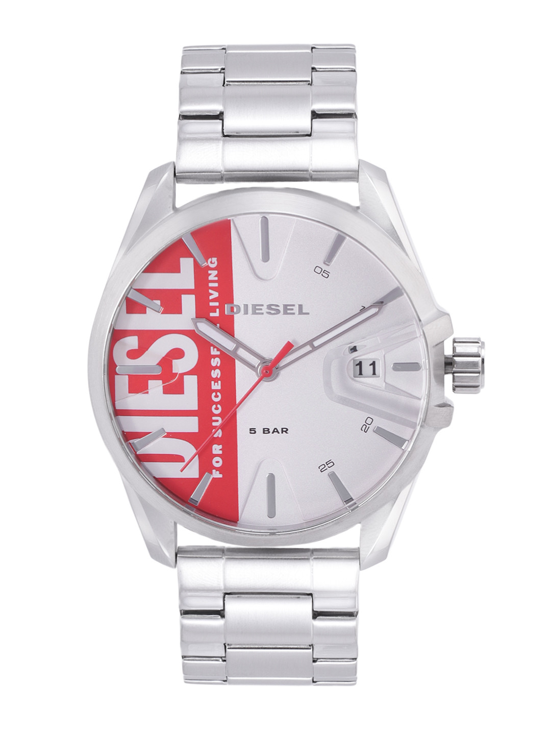 Buy DIESEL Men Silver Toned & Red MS9 Analogue Watch DZ1992 - Watches ...