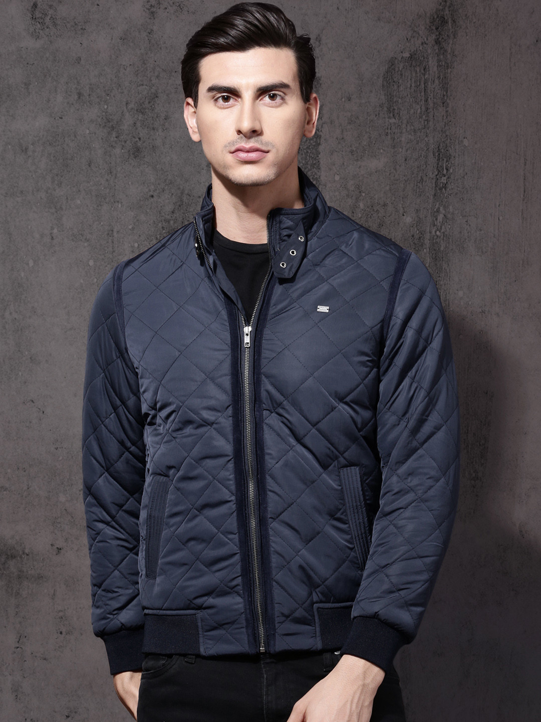 Buy Roadster Men Blue Solid Quilted Jacket - Jackets for Men 1875798 ...