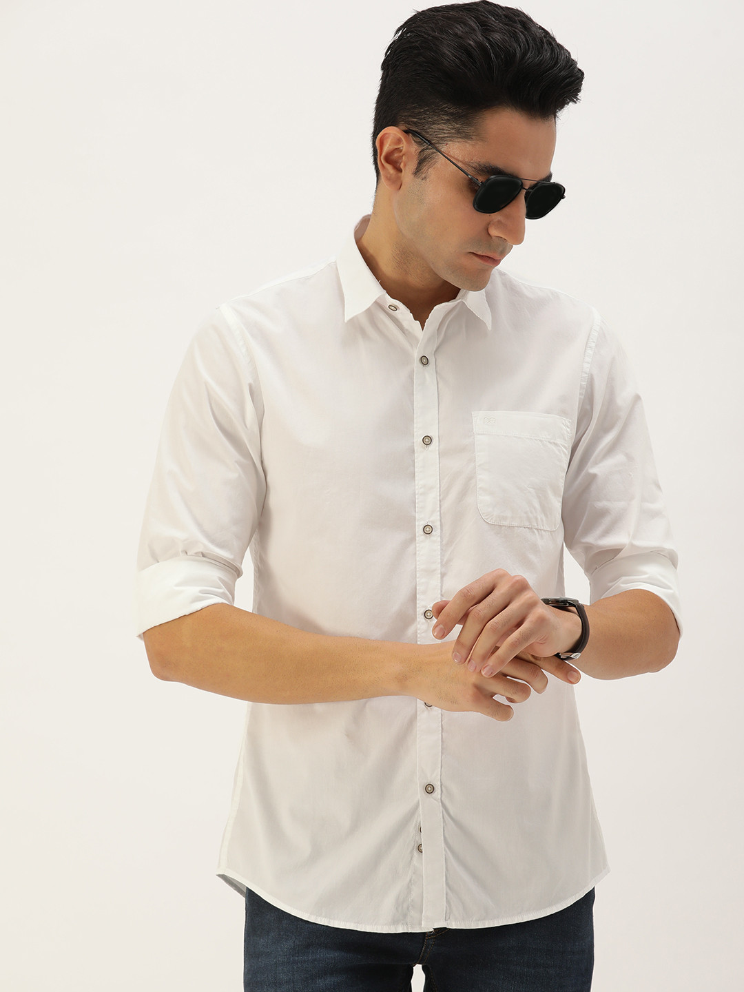 Buy Peter England Men White Slim Fit Casual Shirt - Shirts for Men ...