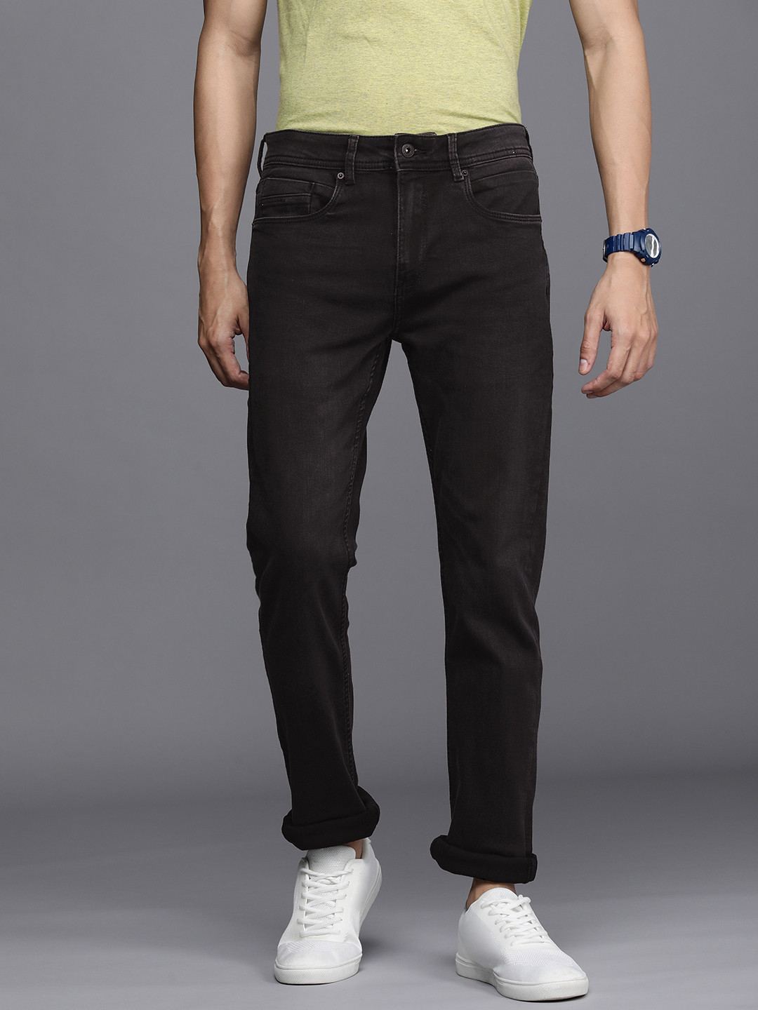 Buy Louis Philippe Jeans Men Black Super Albert Slim Fit Low Rise ...