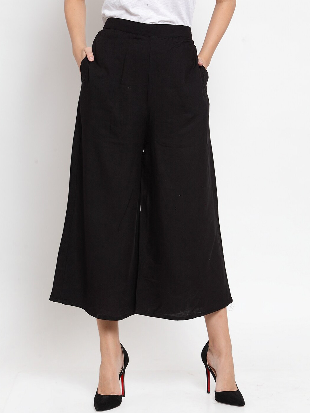 Buy Clora Creation Women Black Smart Culottes Trousers - Trousers for ...