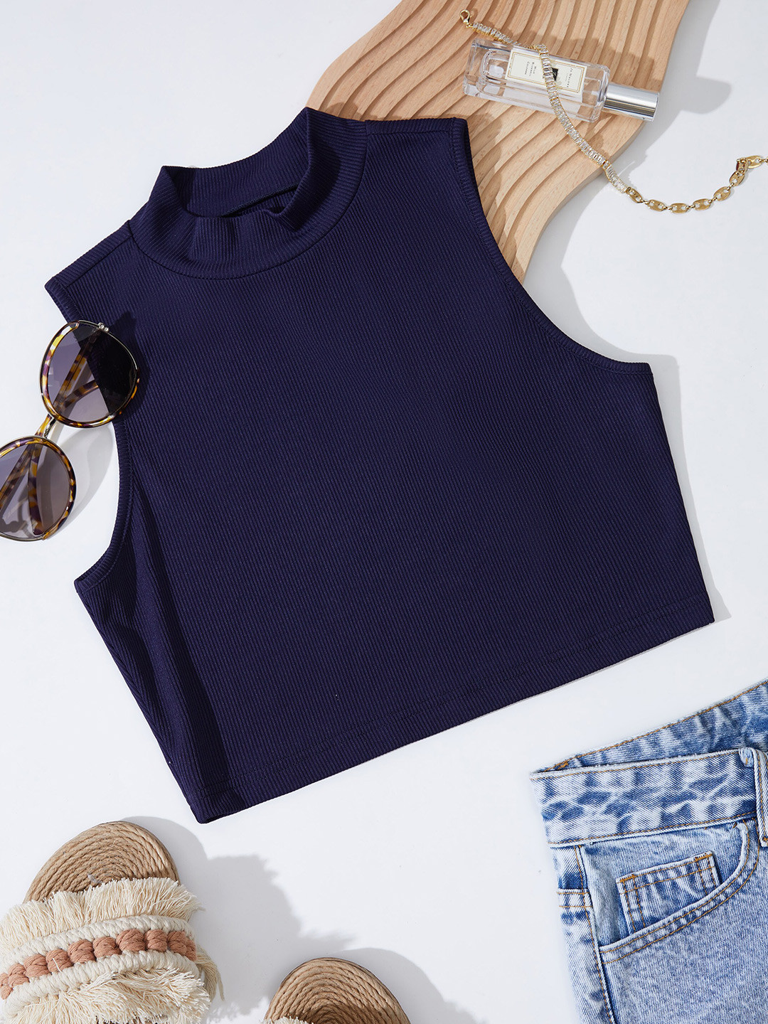 Buy URBANIC Women Blue Solid Crop Top - Tops for Women 18764766 | Myntra