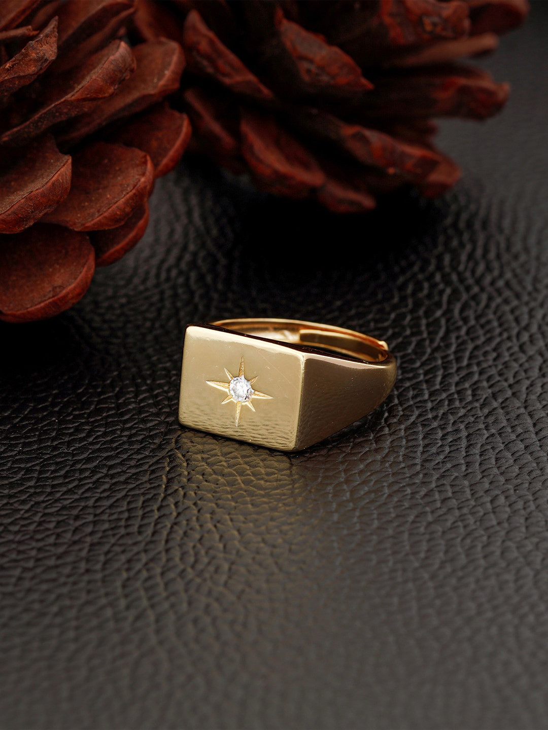Buy GIVA Men 925 Sterling Silver 18k Gold Plated Rose Star Ring - Ring ...
