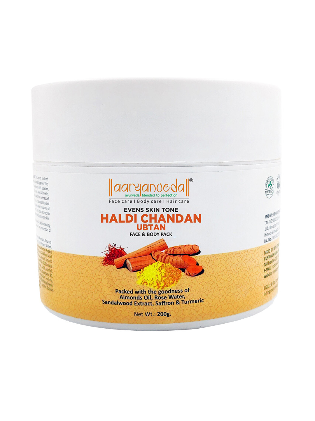 Buy Aryanveda Haldi Chandan Ubtan Face & Body Pack For Instant Glow 200 ...