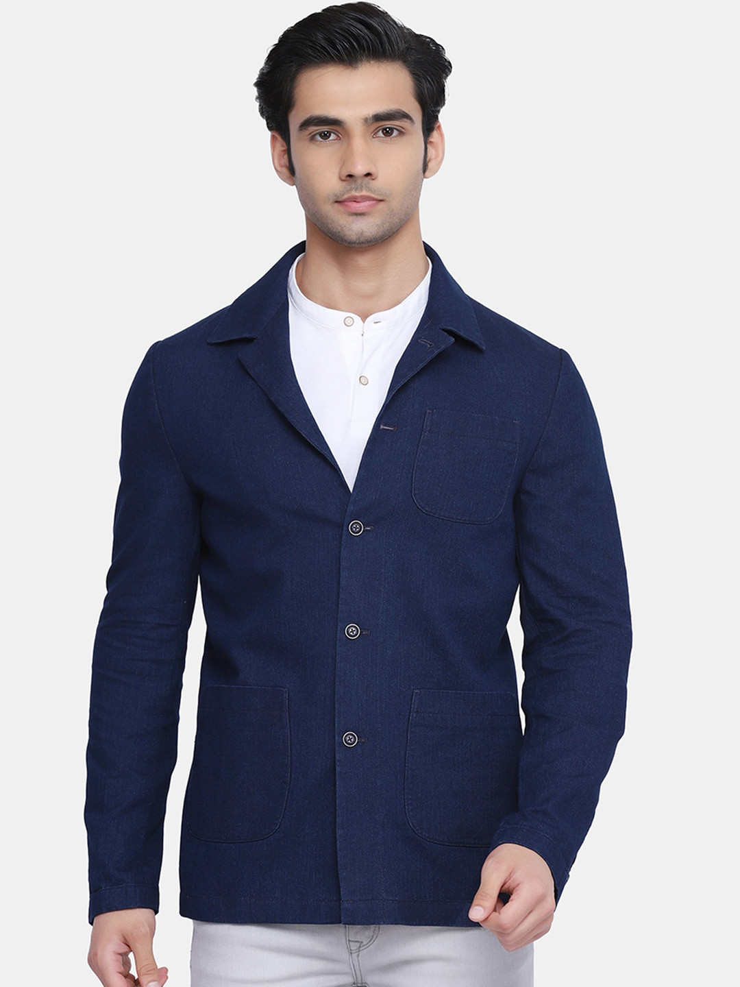 Buy Blackberrys Men Navy Blue Space Cadet Crop Tailored Jacket ...