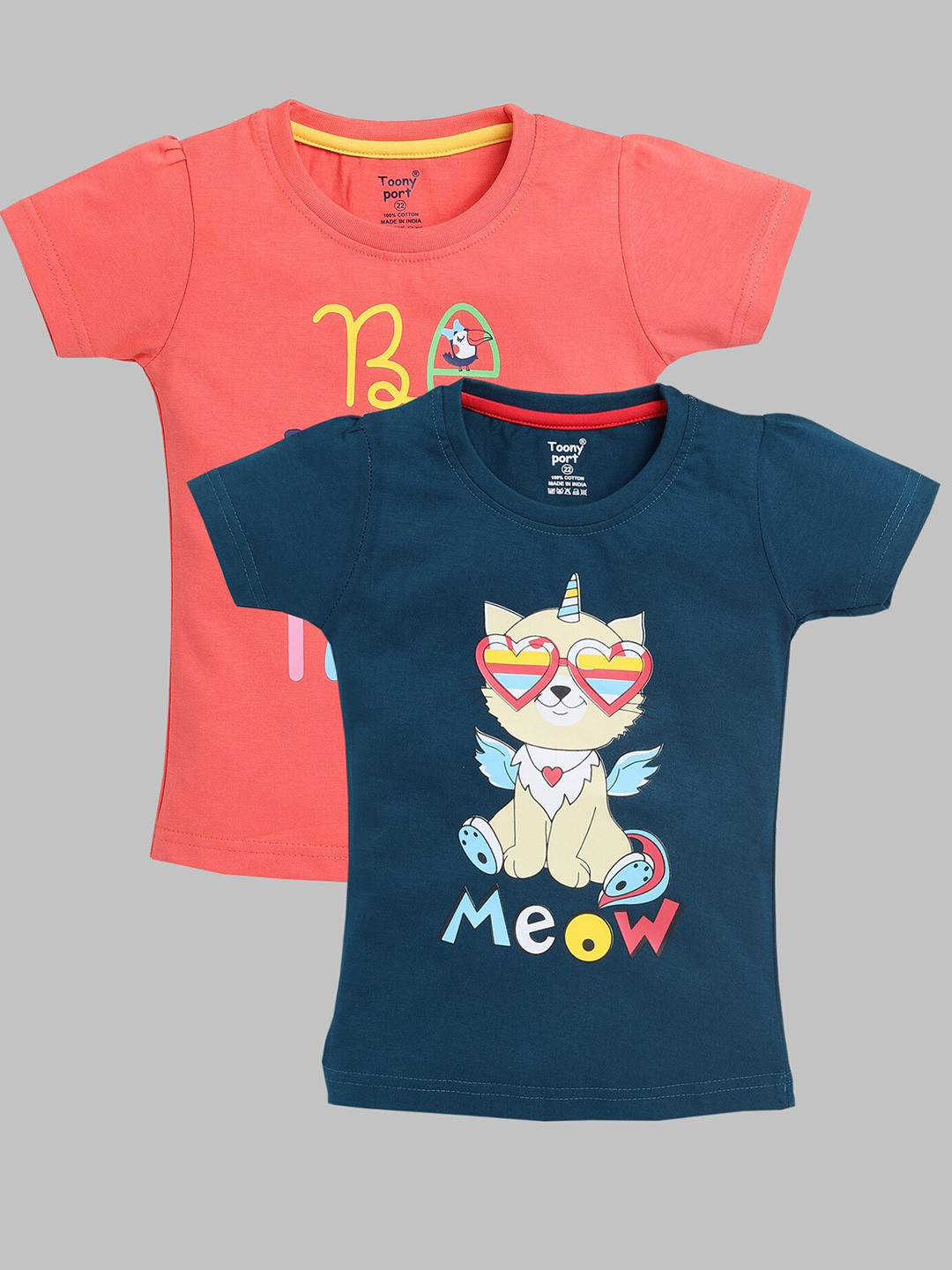 Buy Toonyport Multicoloured & Prussian Blue Print Placement Print Top ...