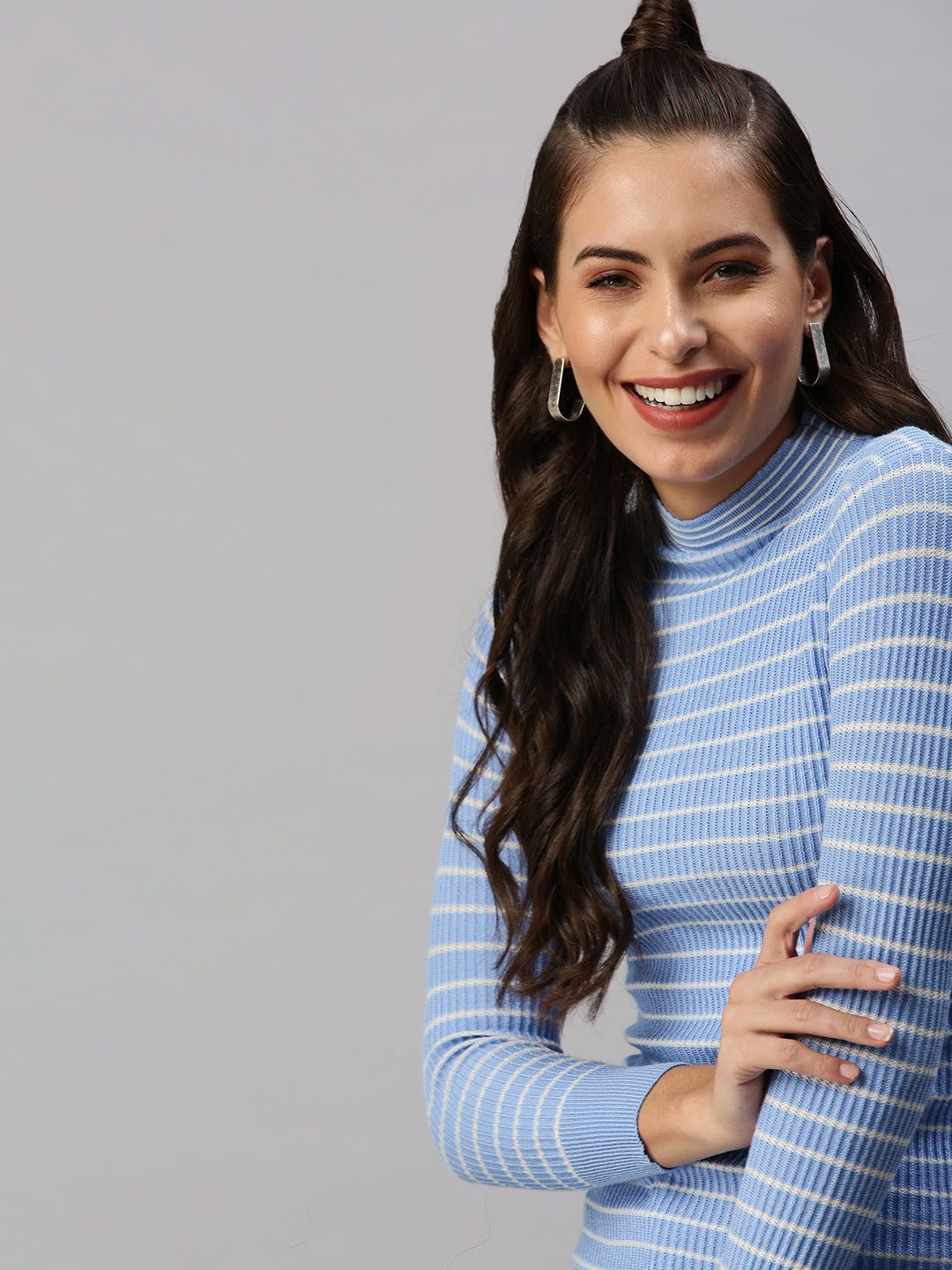 Buy SHOWOFF Blue & Vampire Black Striped Top - Tops for Women 18776320 ...