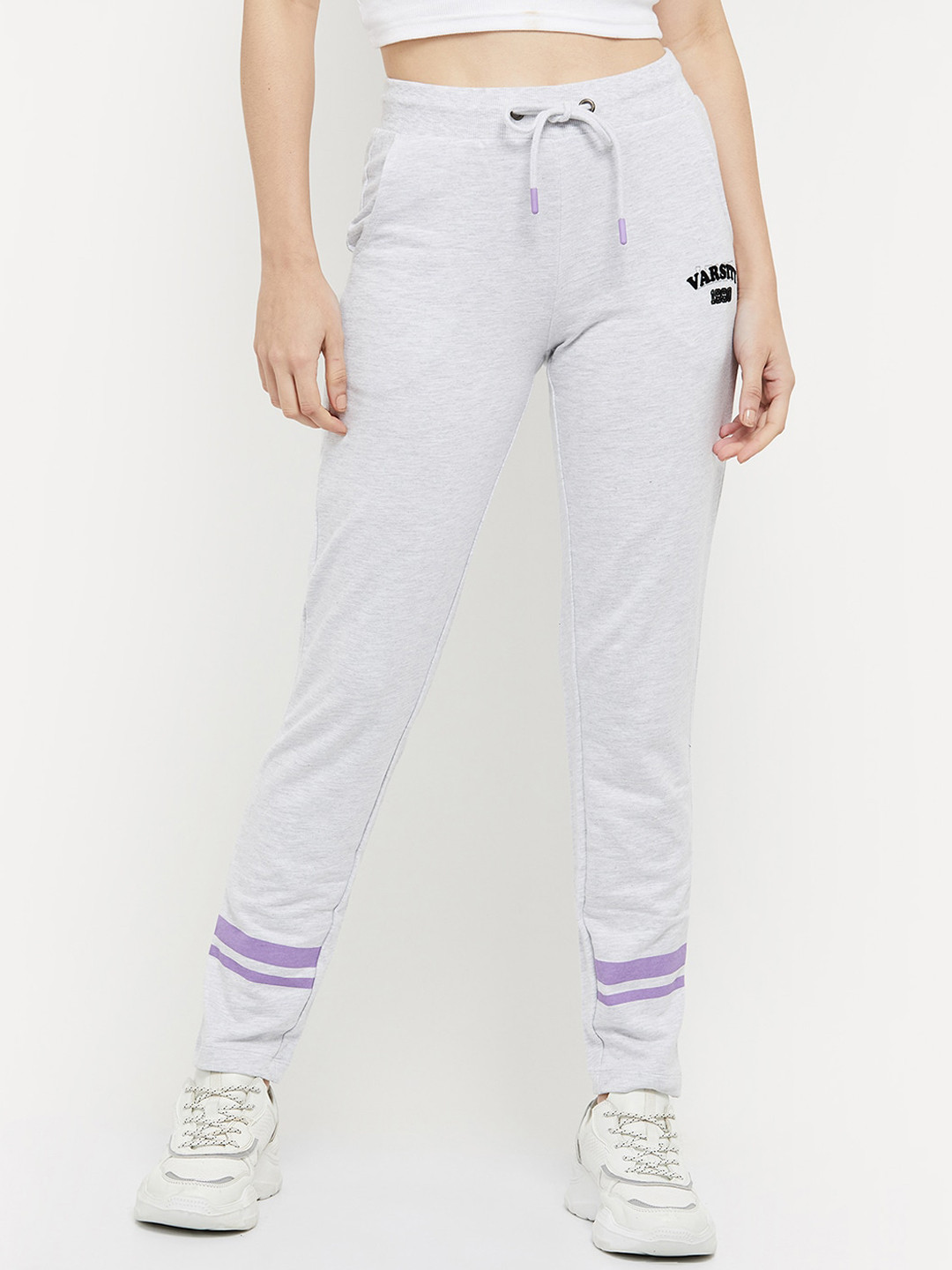 Buy Max Women Off White Solid Track Pants - Track Pants for Women ...