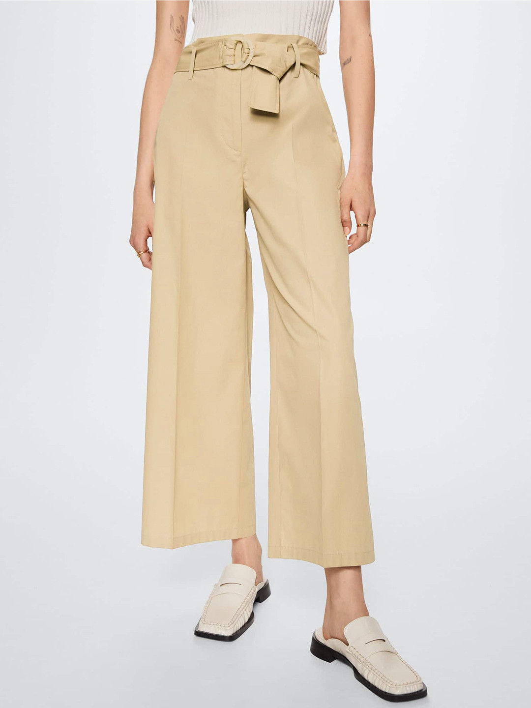 Buy MANGO Women Beige Trousers - Trousers for Women 18783654 | Myntra