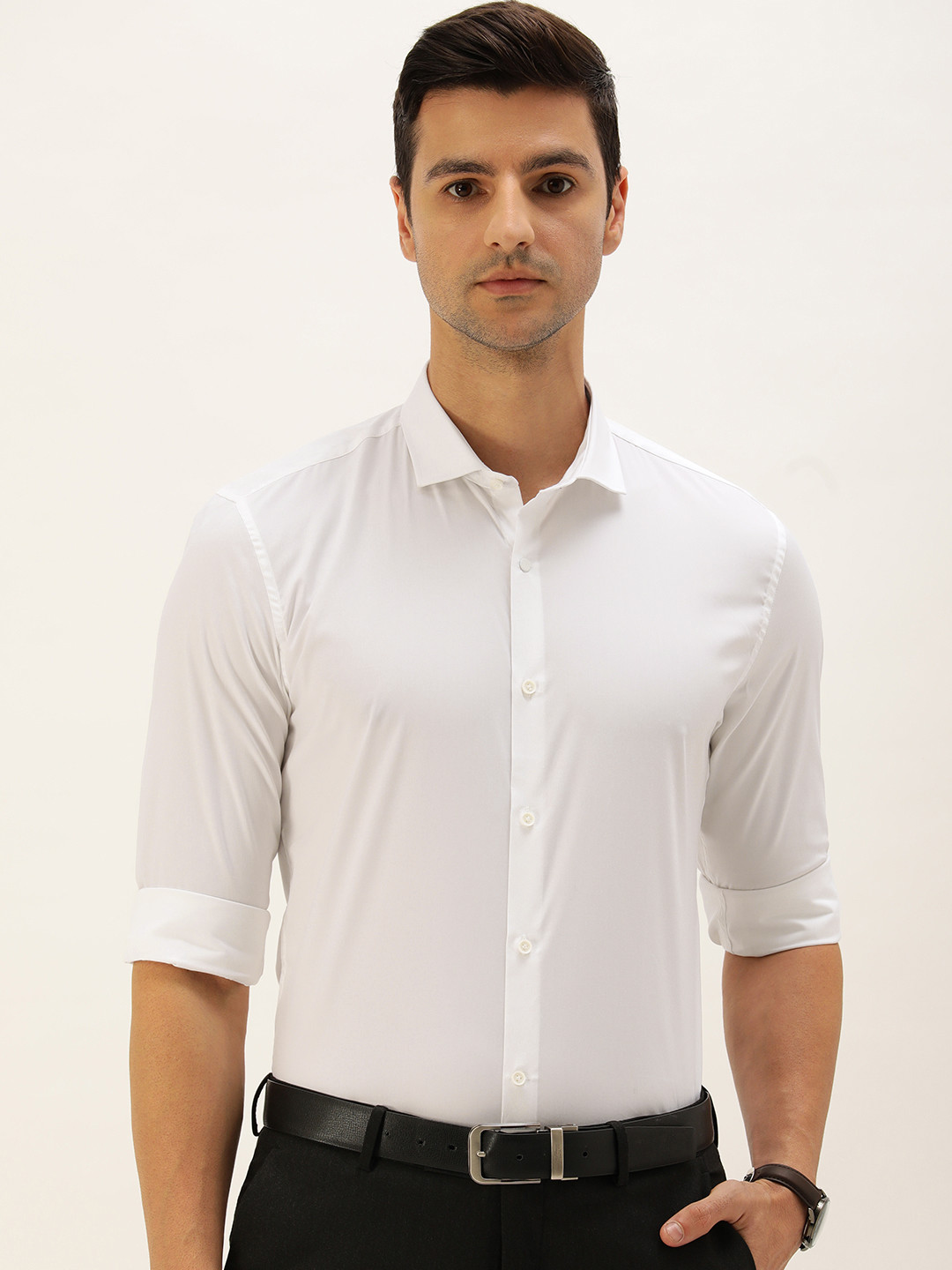 Buy Peter England Men White Solid Slim Fit Formal Shirt - Shirts for ...