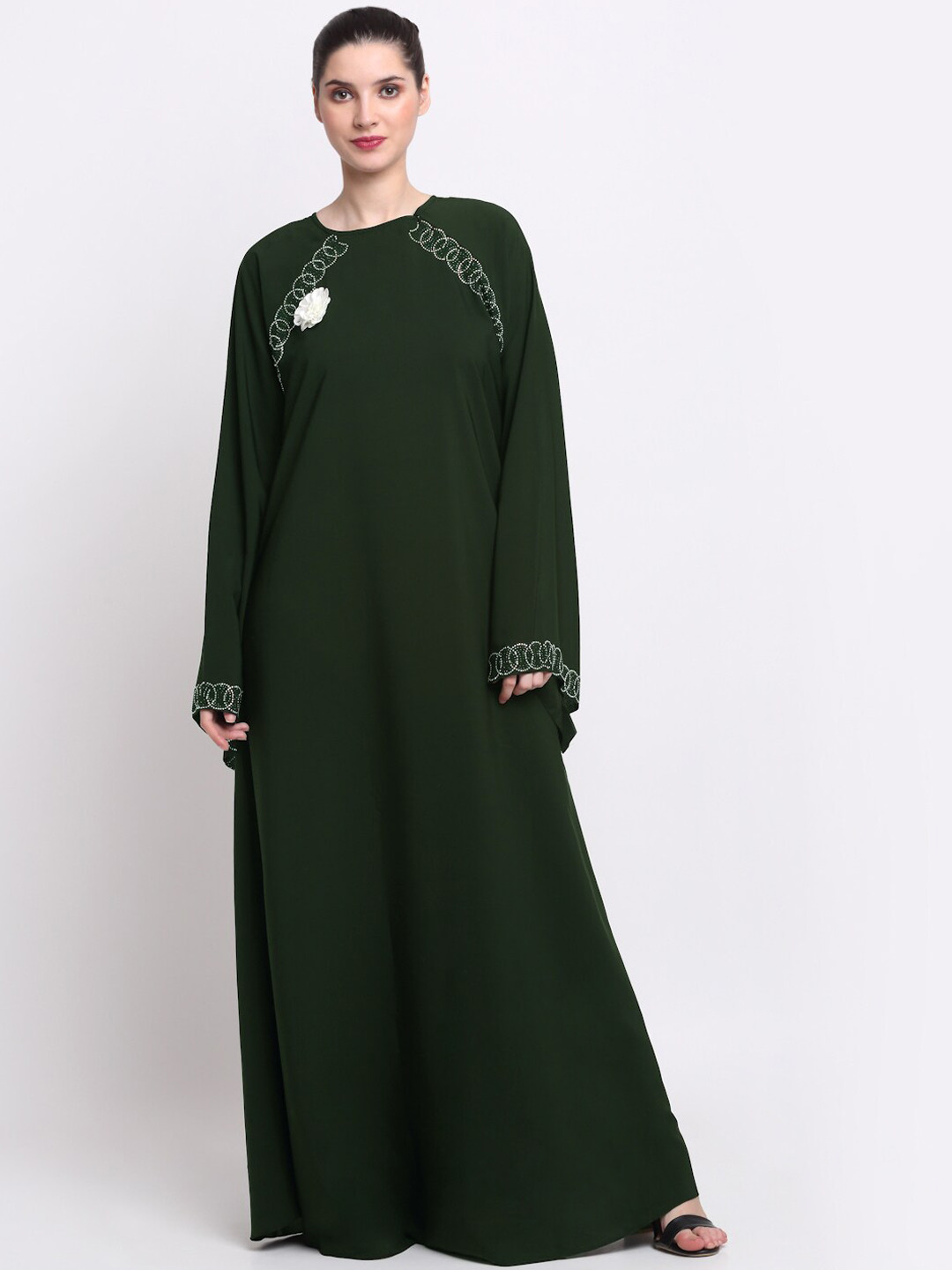Buy KLOTTHE Women Green Solid Burqas With Scarves - Burqas for Women ...