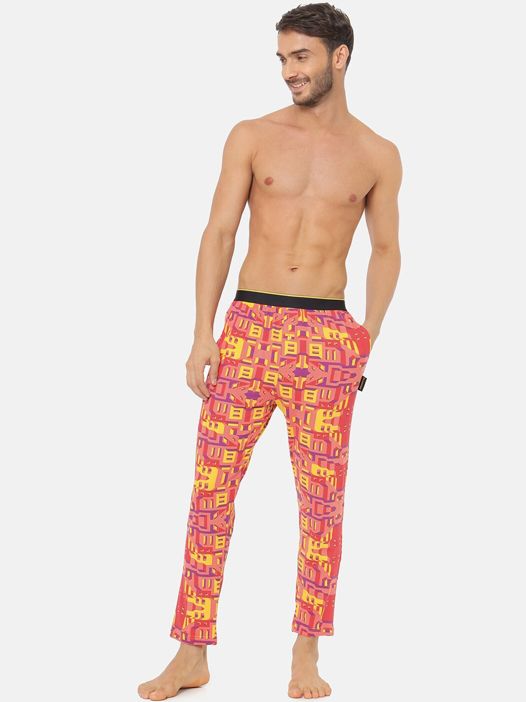 Buy Bummer Men Red Printed Micro Modal Bricked Lounge Pants - Lounge ...
