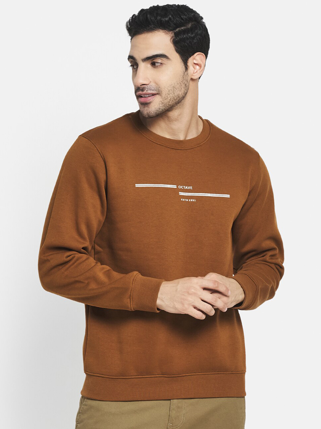 Buy Octave Men Brown Sweatshirt - Sweatshirts for Men 18789416 | Myntra