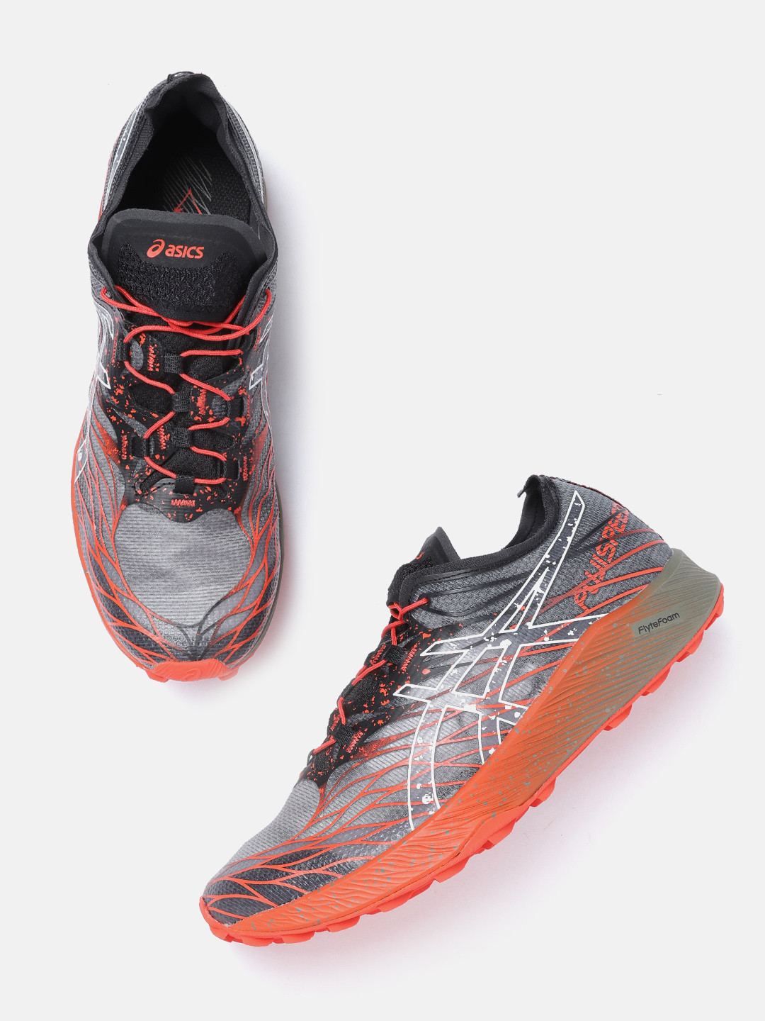 Buy ASICS Men Grey & Red Woven Design Fujispeed Running Shoes - Sports ...