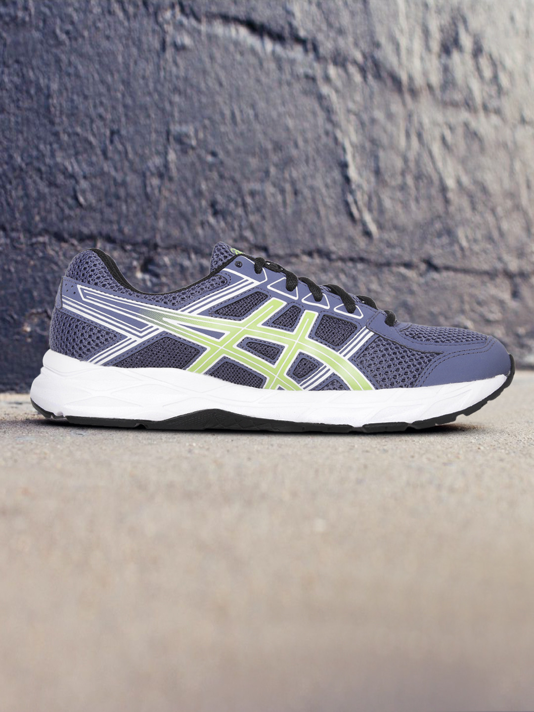 Buy ASICS Men Navy Blue & Green Woven Design Gel Contend 4B+ Running ...