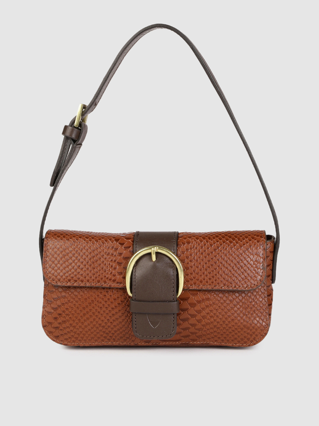 Buy Hidesign Women Tan Brown Animal Textured Leather Structured ...