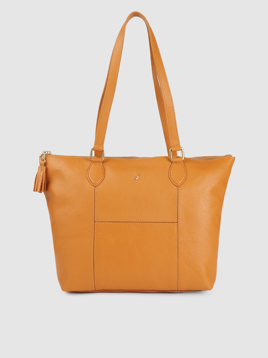Buy Hidesign Camel Brown Textured Leather Structured Shoulder Bag ...