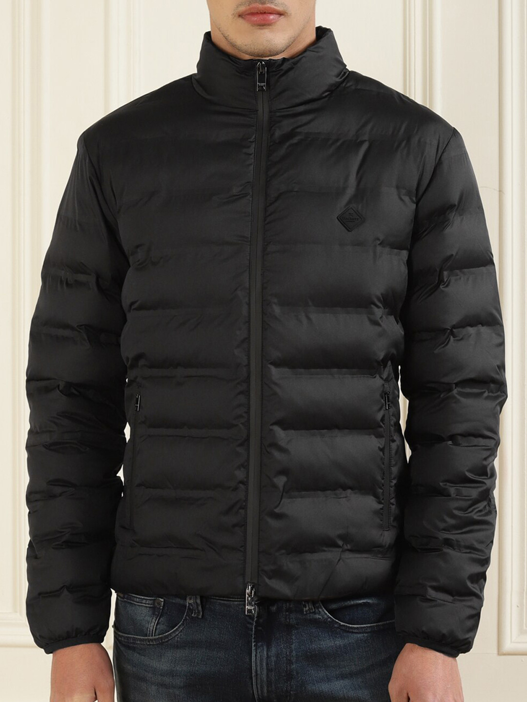 Buy HACKETT LONDON Men Black Lightweight Longline Outdoor Puffer Jacket ...