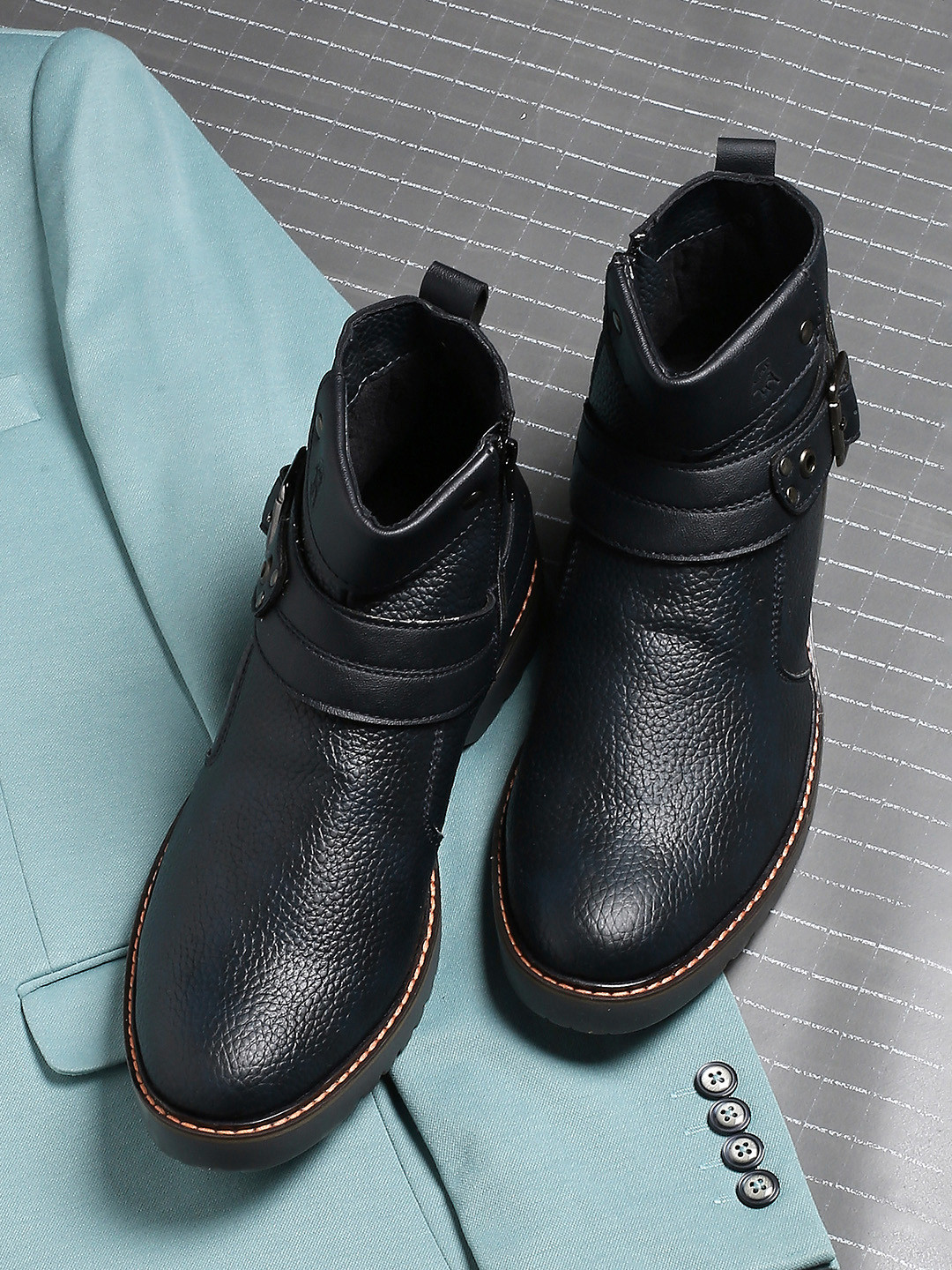 Buy Buckaroo Men Blue Solid Mid Top Vegan Leather Boots - Boots for Men ...