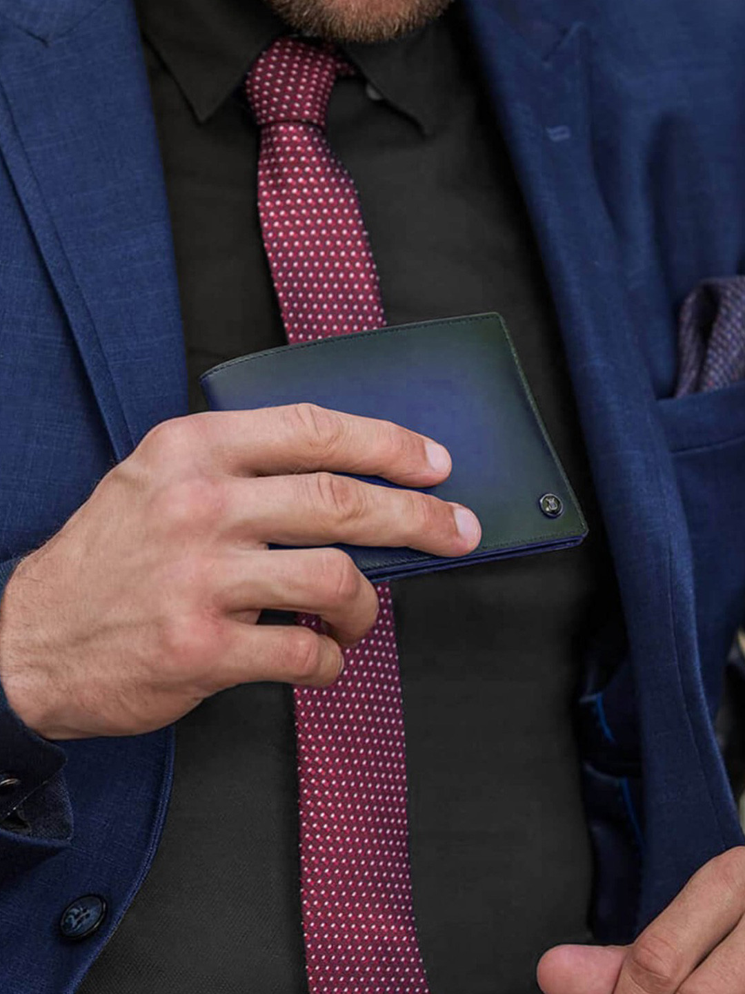 Buy Lapis Bard Blue Ducorium Bi Fold Evening Wallet With Additional ...