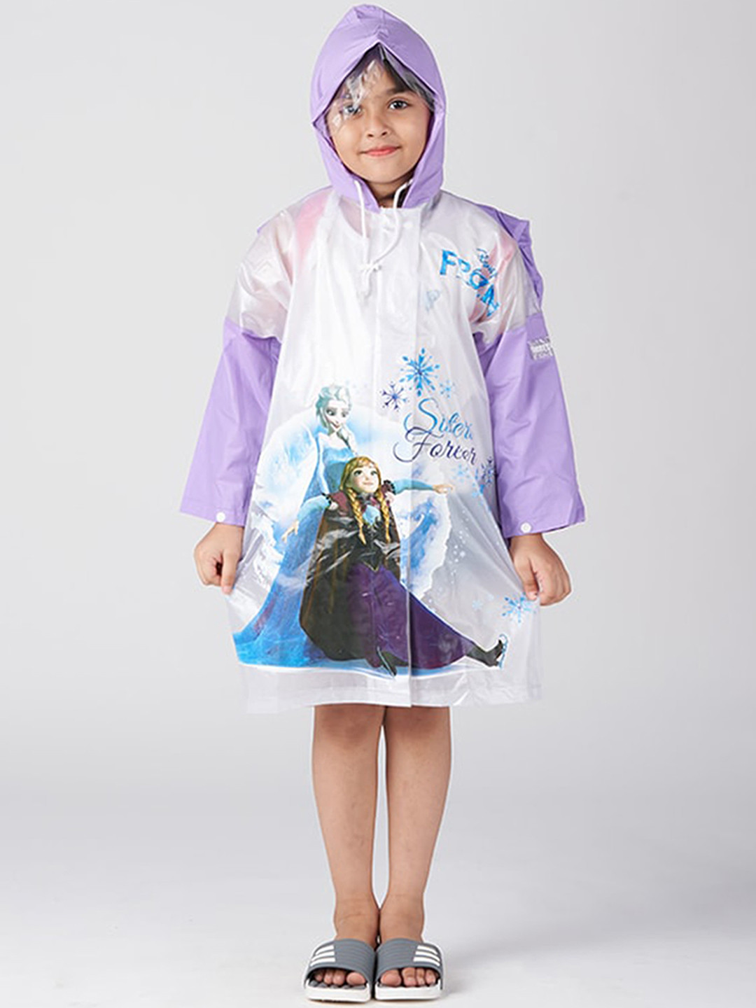 Buy Zeel Girls Purple & White Printed Rain Jacket - Rain Jacket for ...