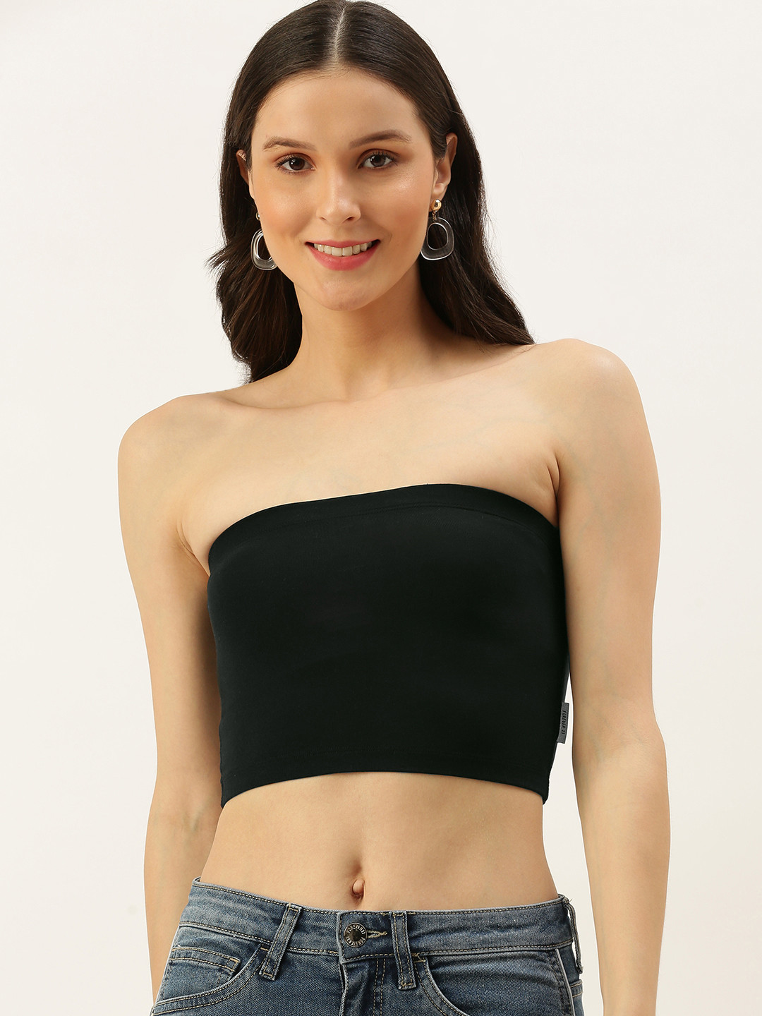 Buy FOREVER 21 Women Black Tube Crop Top - Tops for Women 18800588 | Myntra