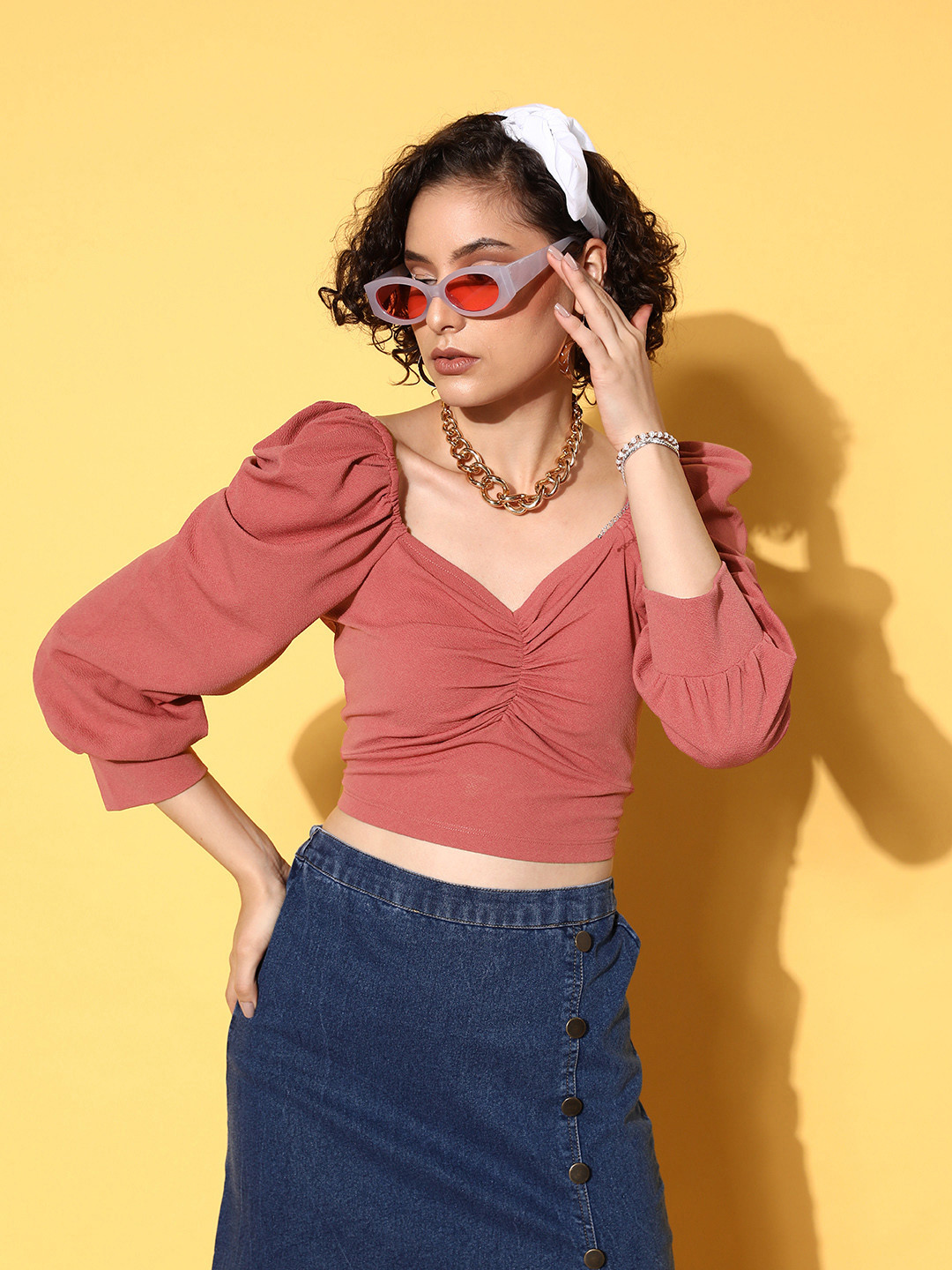 Buy PlusS Rust Solid Volume Play Top - Tops for Women 18801924 | Myntra