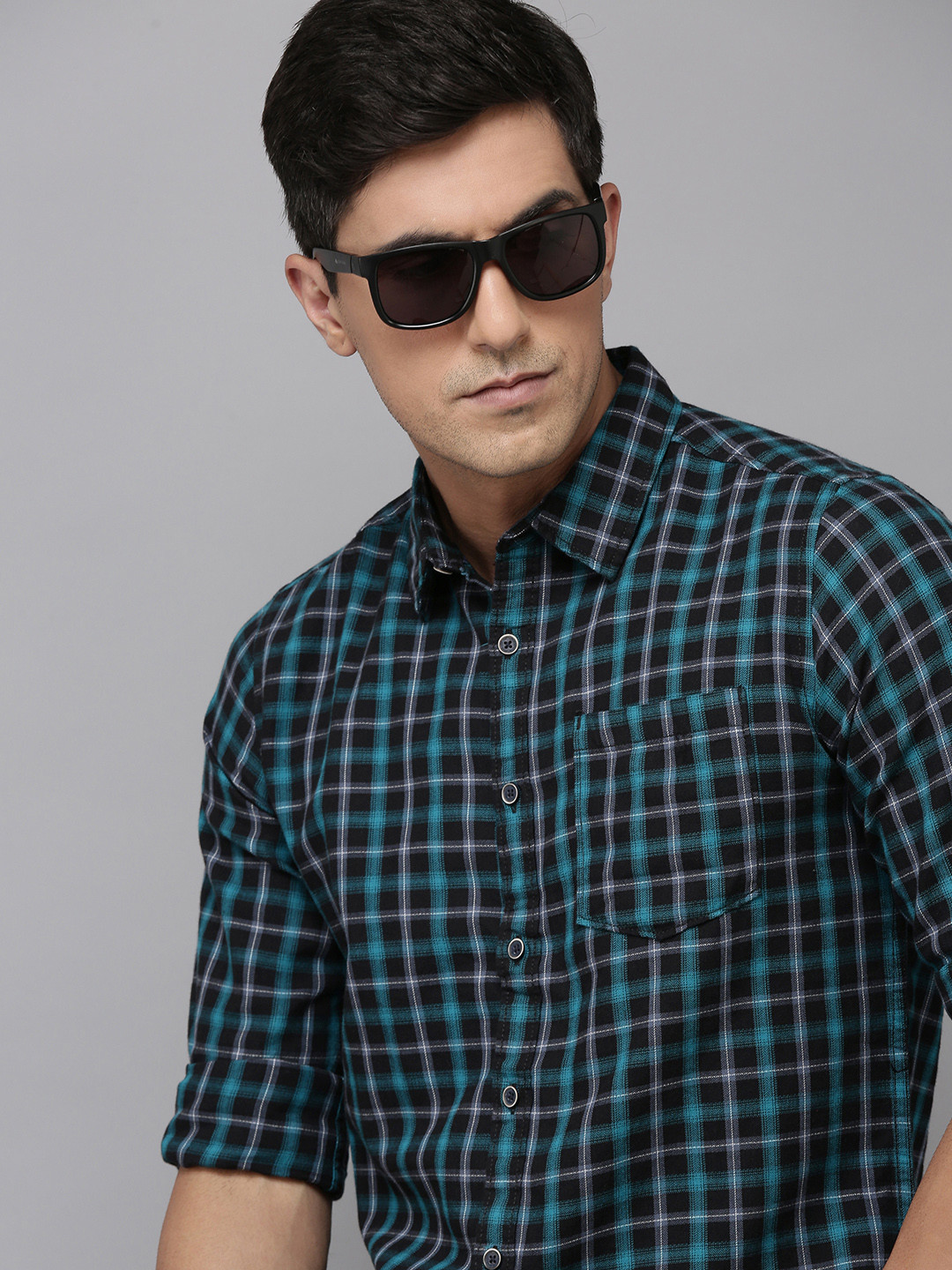 Buy BEAT LONDON By PEPE JEANS Men Slim Fit Checked Pure Cotton Casual ...