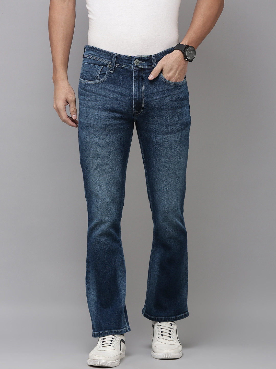 Buy BEAT LONDON By PEPE JEANS Men Gavin Bootcut Slim Fit Mid Rise Heavy ...