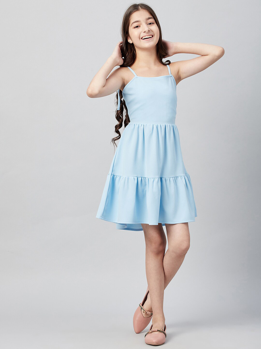 Buy Athena Girl Blue Layered Dress - Dresses for Girls 18803096 | Myntra