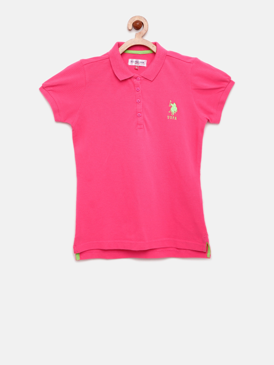 Buy U.S. Polo Assn. Kids Girls Pink Polo Pure Cotton T Shirt - Tshirts ...