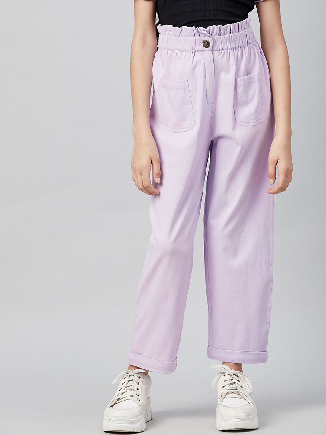 Buy Athena Girl Girls Lavender Relaxed Straight Leg Straight Fit High ...