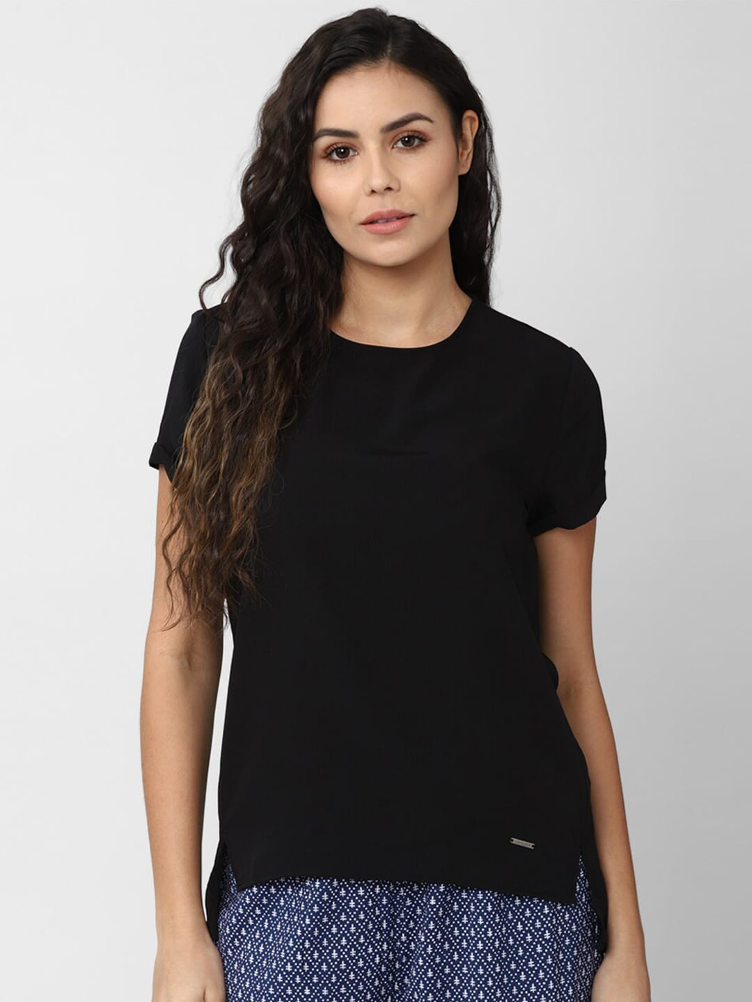 Buy Van Heusen Woman Black Solid Top - Tops for Women 18807542 | Myntra