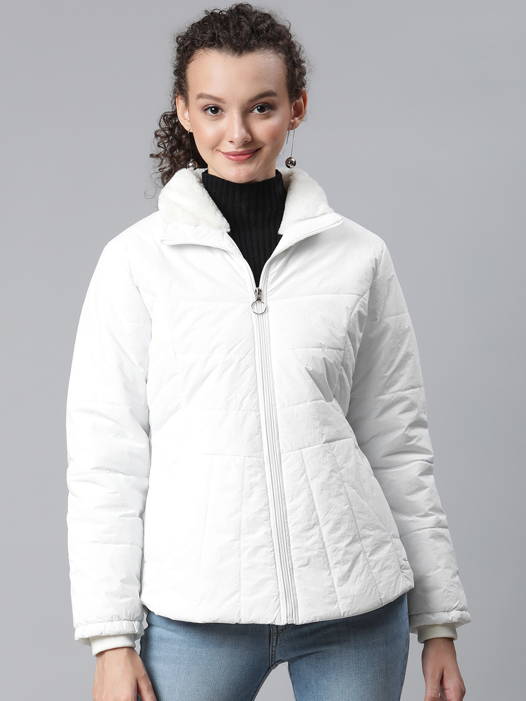 Buy Foreign Culture By Fort Collins Women White Padded Jacket - Jackets ...