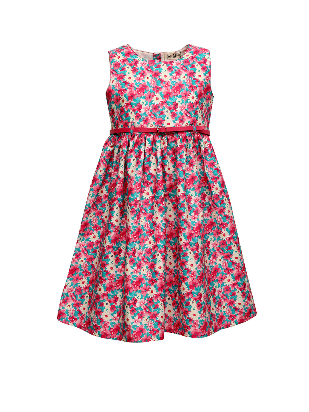 Buy Bella Moda Girls Pink Floral Print Fit & Flare Dress - Dresses for ...