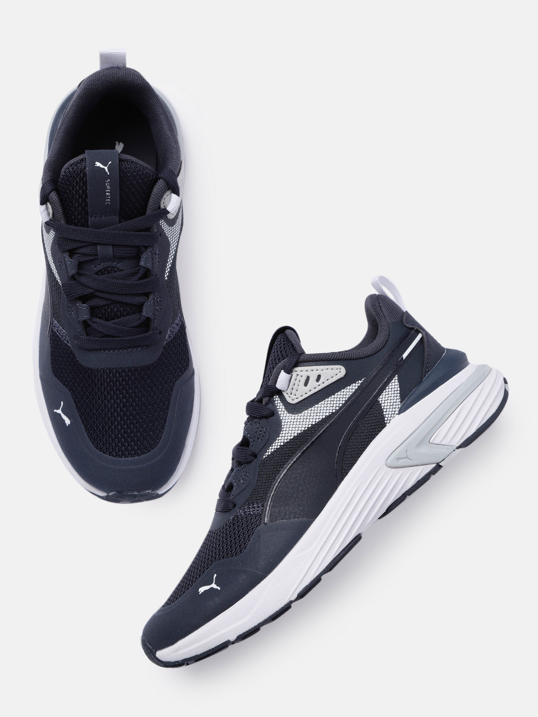 Buy Puma Unisex Navy Blue Solid Regular Supertec Training Shoes ...