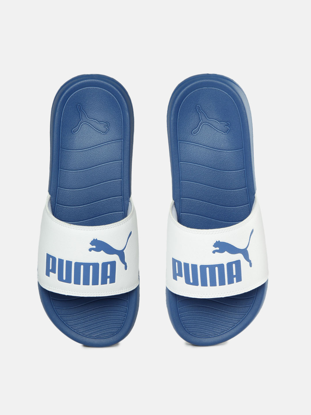 Buy Puma Unisex White & Blue Brand Logo Printed Sliders - Flip Flops ...