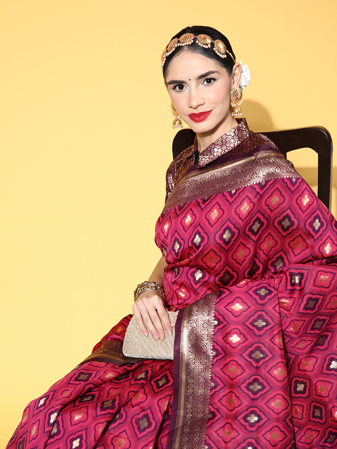 Buy Saree Mall Geometric Saree With Woven Design Border - Sarees for ...