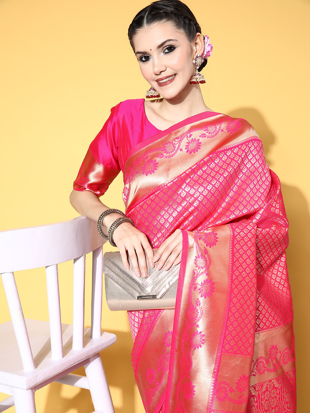 Buy Saree Mall Ethnic Motifs Saree With Woven Design Border - Sarees ...