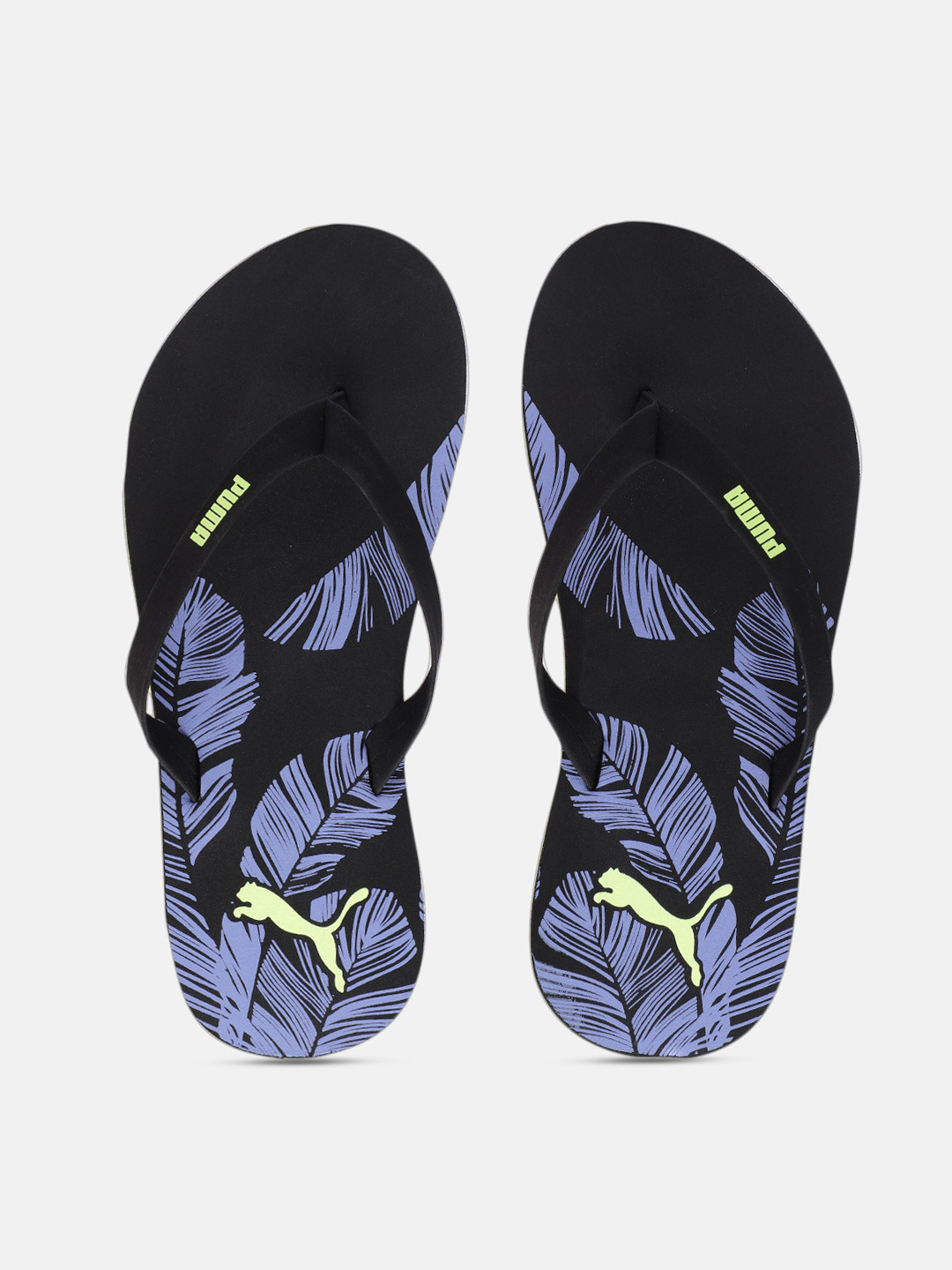 Buy Puma Women Black & Lavender Printed Flame Thong Flip Flops - Flip ...