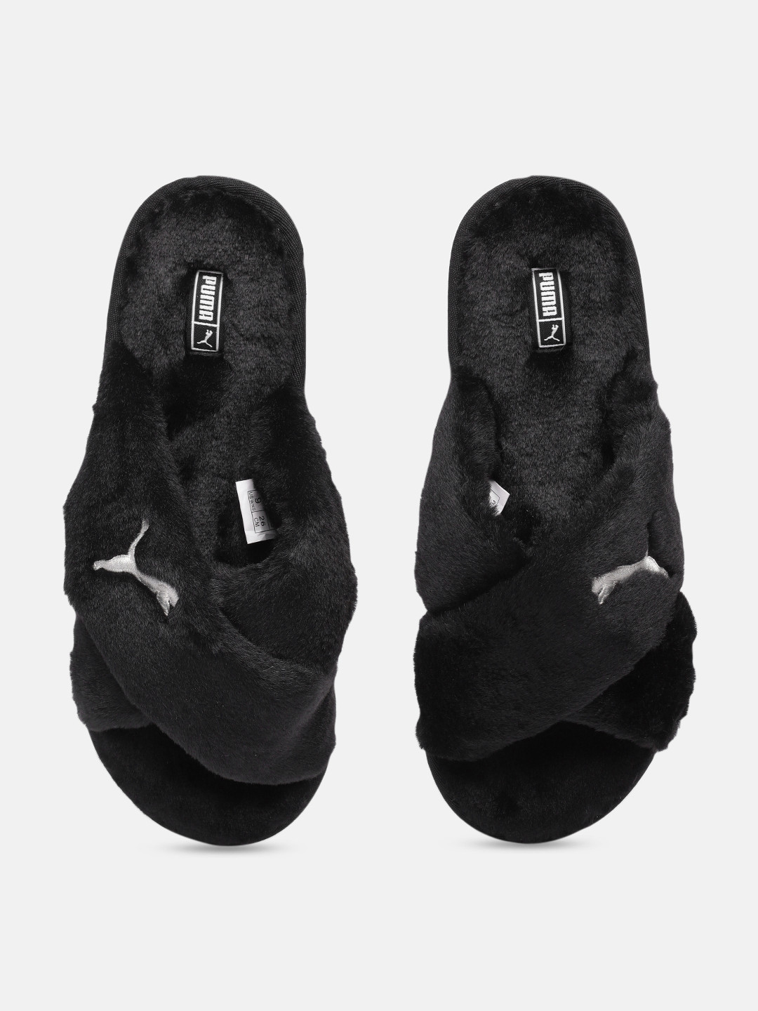 Buy Puma Women Black Fluff X Strap Open Toe Flats - Flats for Women ...