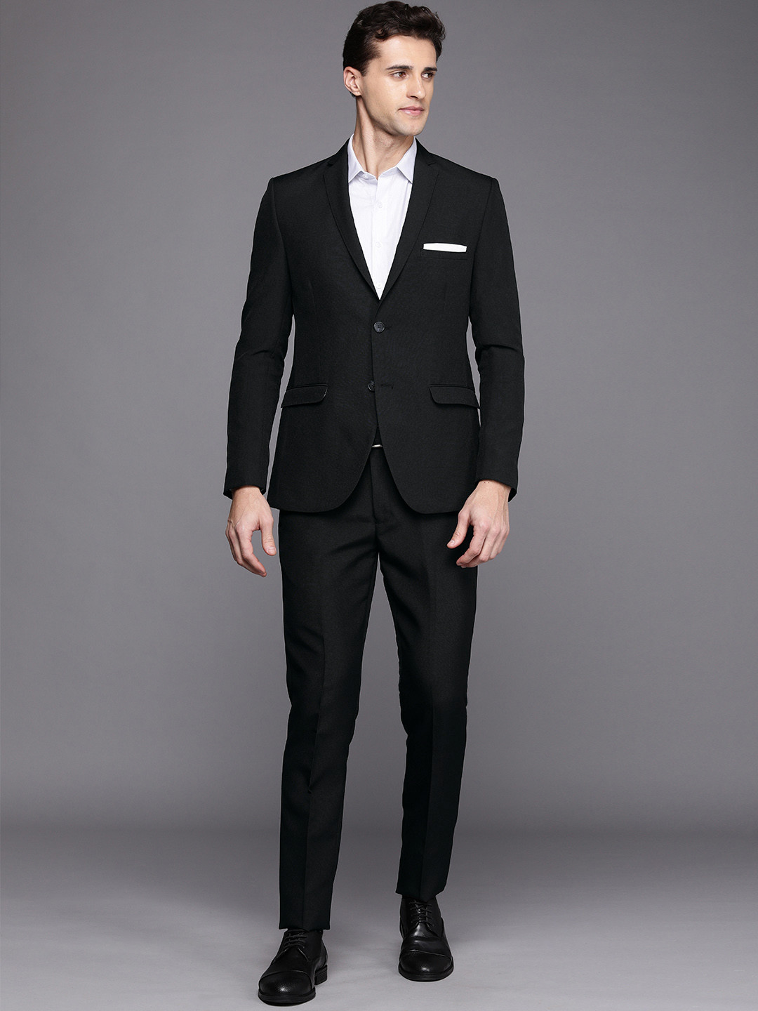 Buy Theme Men Black Solid Slim Fit 2 Piece Suit - Suits for Men ...