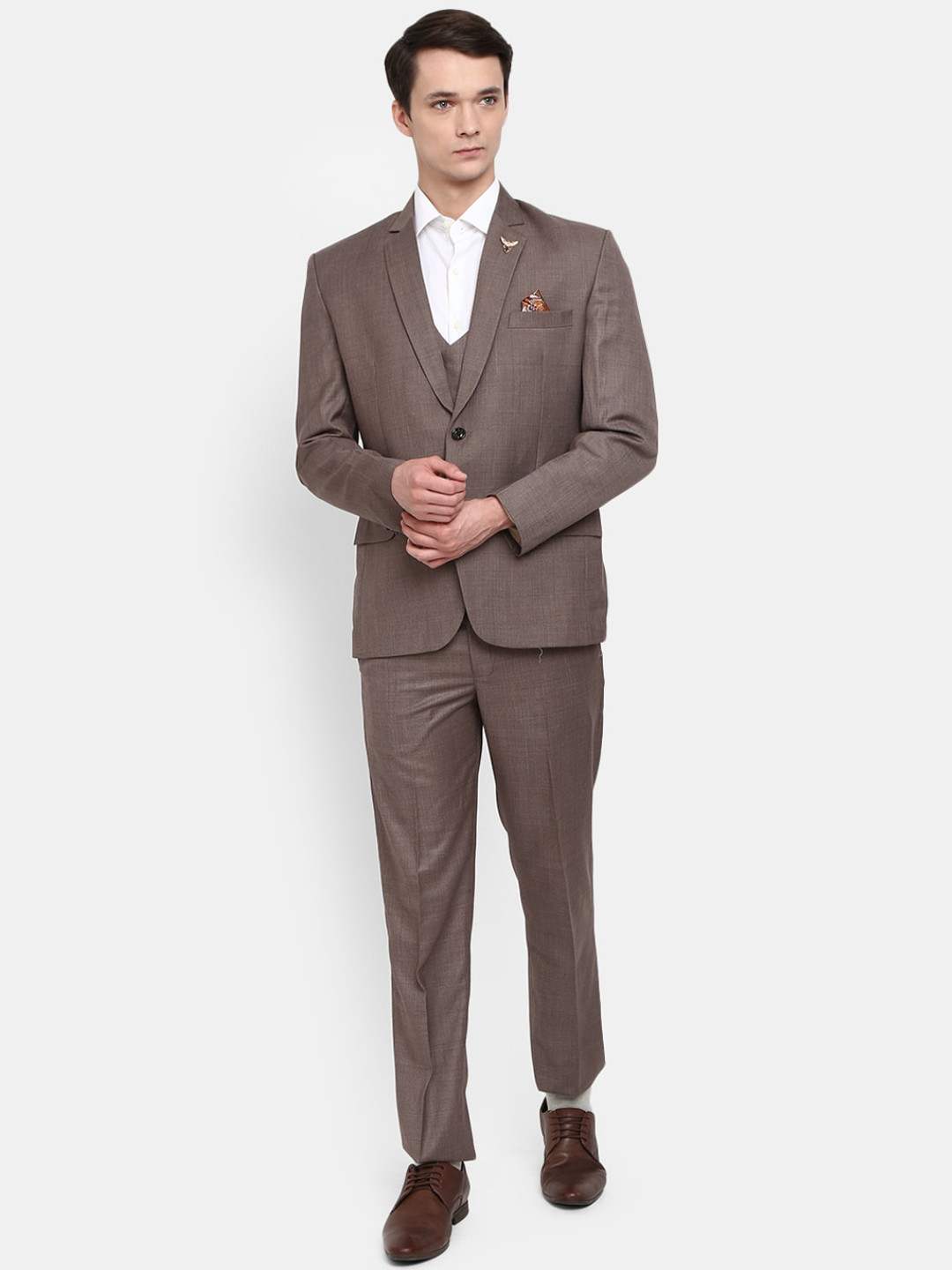 Buy V Mart Men Grey Solid Single Breasted Three Piece Suits - Suits for Men 18826260 | Myntra