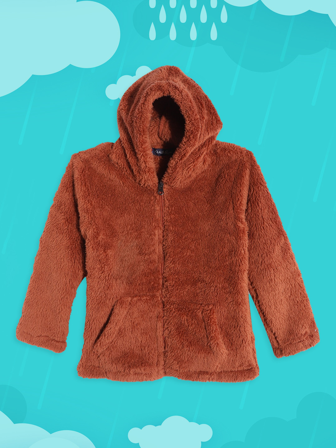 Buy White Snow Girls Rust Brown Faux Fur Tailored Hooded Jacket ...