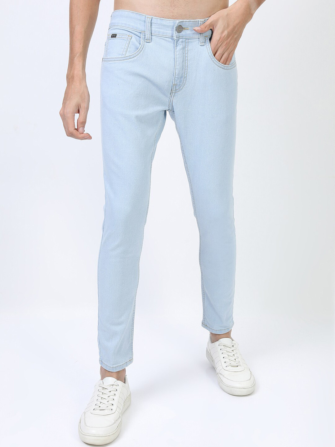 Buy KETCH Men Blue Skinny Fit Clean Look Heavy Fade Stretchable Jeans ...